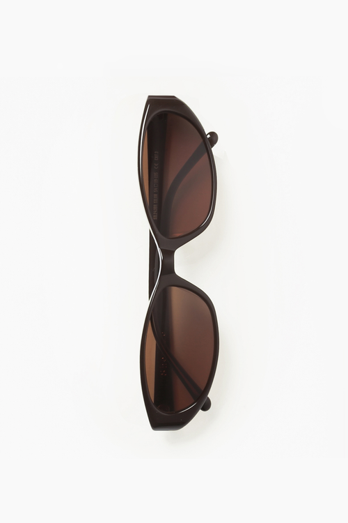Silon Brown Oval-Rectangle Sunglasses - Shevoke Australia